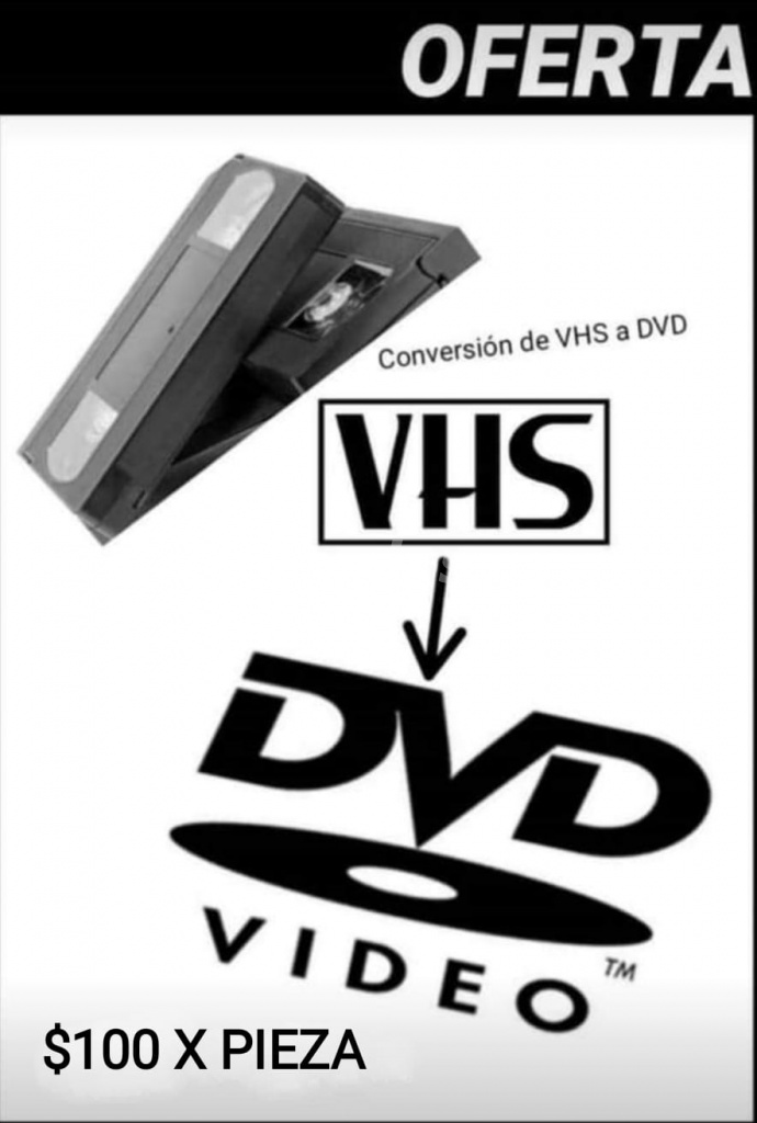 Conversión Cassete, VHS, a DVD - Puebla
